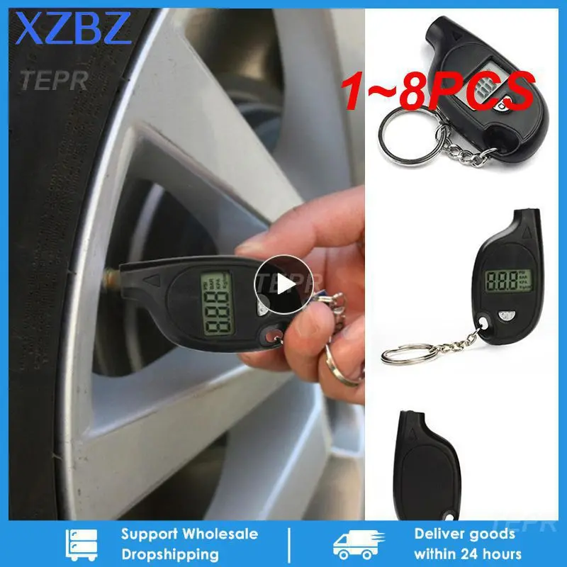 1~8PCS New Mini Keychain Style Tire Gauge Digital Lcd Display Car Tire ...