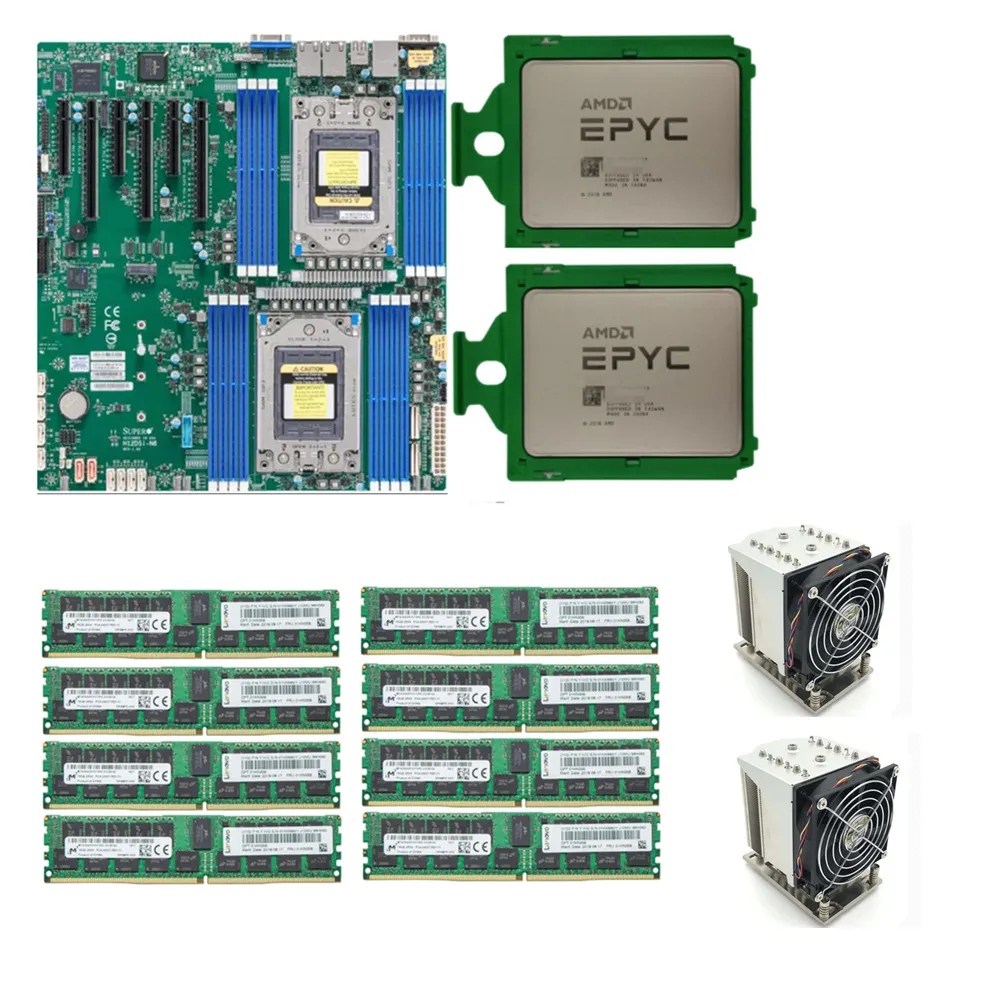 Supermicro H12DSi-N6 placa-MOM 2 cpu amd epyc 7B12 64 core 2,2 ghz + 8 ...