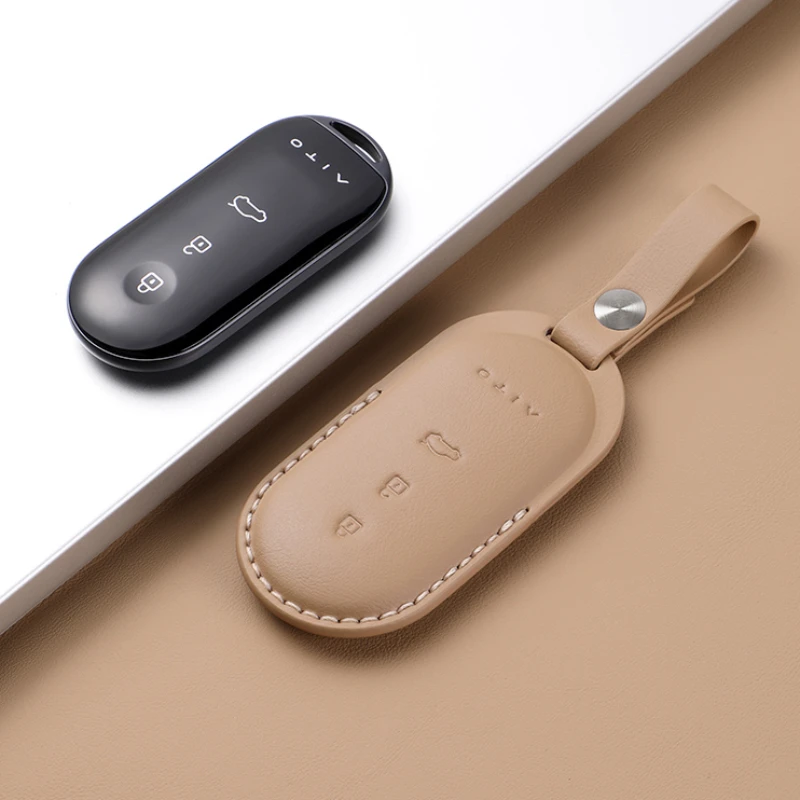 Кожаный чехол для ключей для Aito M7 M5 EV, специально для всех брелоков, пряжка, автомобильные ...