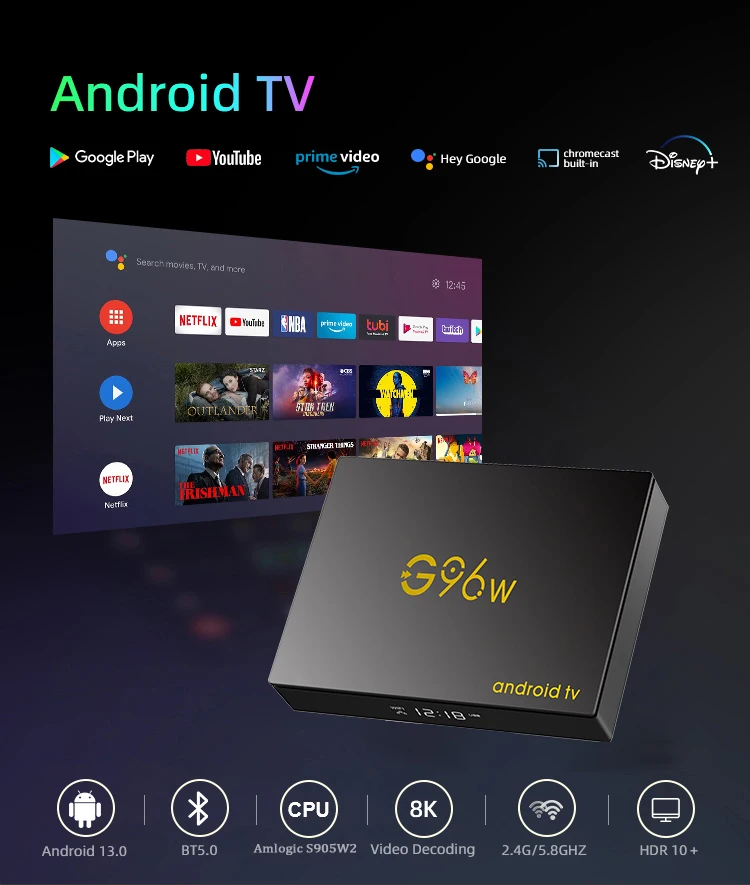 Android 13 TV Box 8K Ultra HD Android Assistant Amlogic S905W2 ...