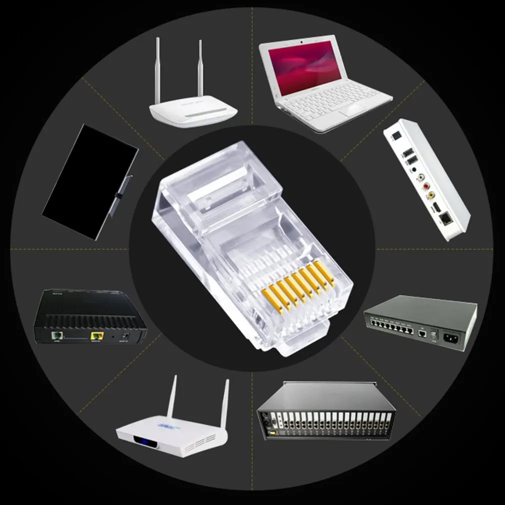 100 шт., разъемы для сетевых разъемов CAT6 категории 5e, разъемы RJ45 ...