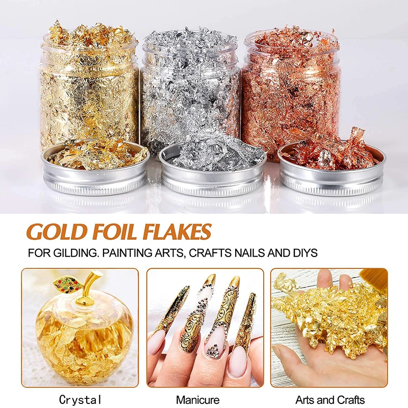 3g Imitation Gold Sliver Copper Foil DIY Decorations Sequins Glitters ...