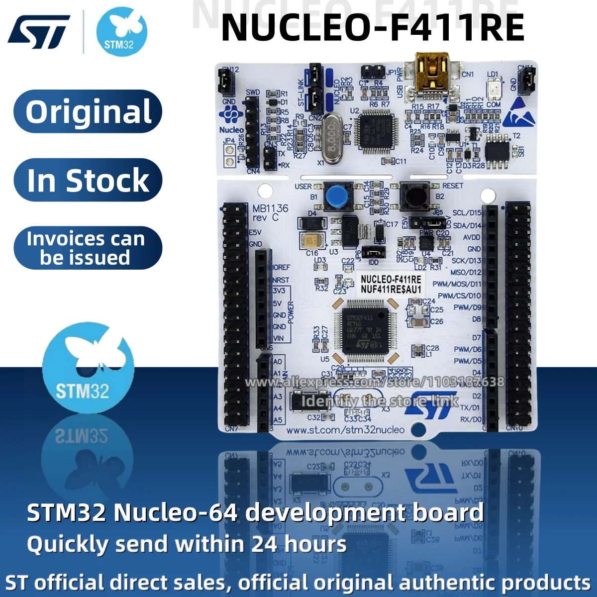 1 шт./лот NUCLEO-F411RE STM32 Nucleo-64 макетная плата STM32F411RET6 оригинальный запас | AliExpress
