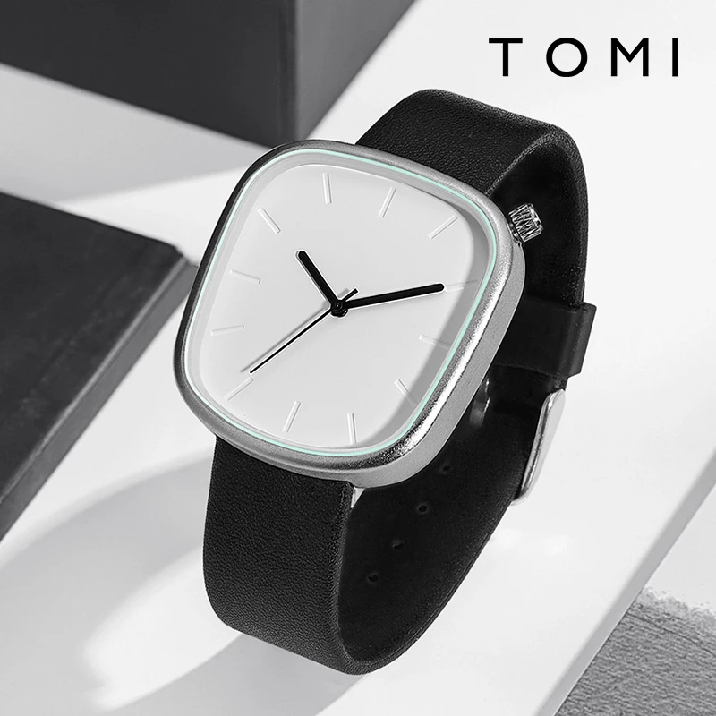 Минималистичные Черно-белые Кварцевые Наручные Часы TOMI — Модный ...