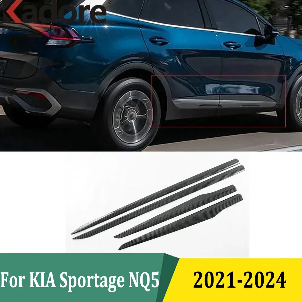 Для KIA Sportage NQ5 2021 2022 2023 2024 углеродное волокно, молдинг боковой двери, защитная ...