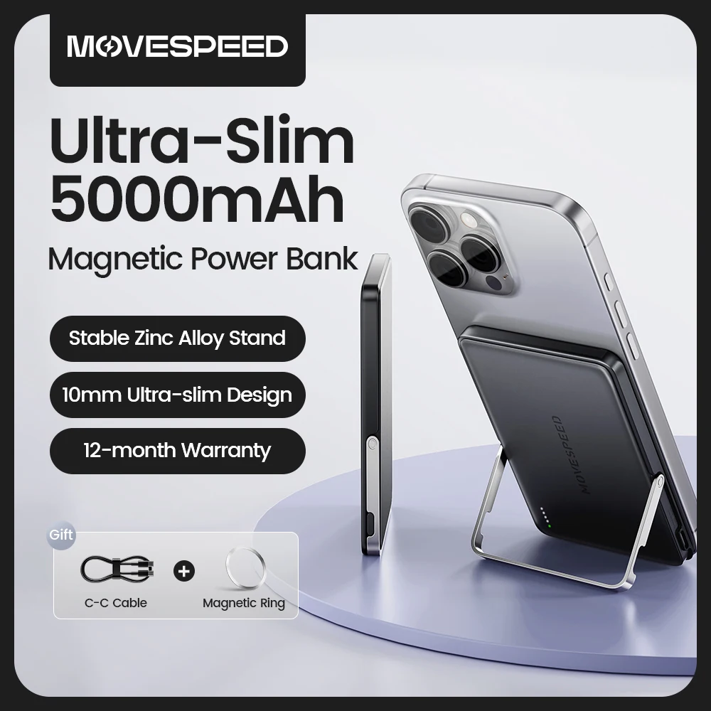 MOVESPEED S05 Pro Магнитный внешний аккумулятор PD20W 5000 мАч Портативный аккумулятор с ...