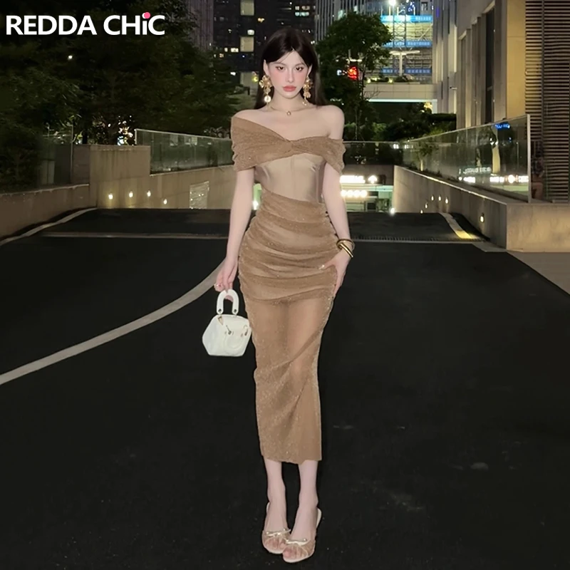 REDDA CHiC Золотое вечернее платье из сетки | AliExpress