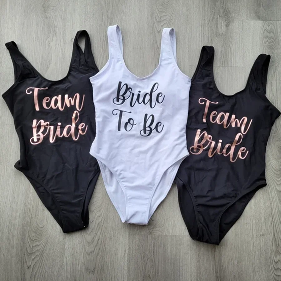 TEAM Bride One Piece Swimsuit Women Swimwear High Cut Low Back Bride to ...