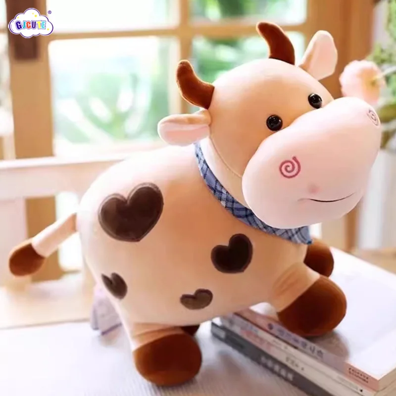 Мультяшная корова, плюшевая игрушка, мягкое животное, крупный рогатый ...