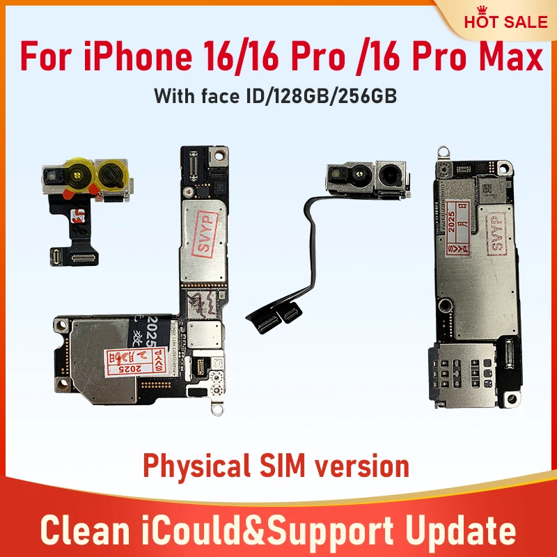 Материнская плата для iPhone 16 16 Pro 16 Pro Max Placa с Face ID 256 г ...