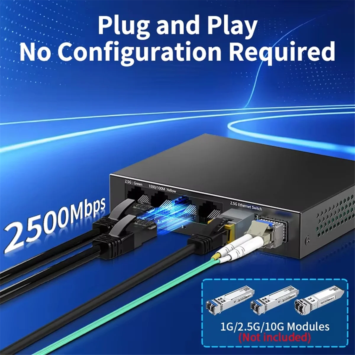 Коммутатор 2.5GbE 4 порт 2.5G RJ45 2 порт 10G SFP+ черный | AliExpress