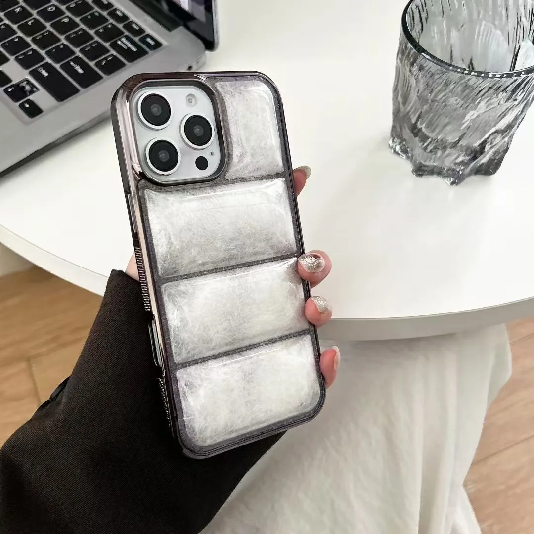Luxury Down Jacket Airbag Padded Plating Cooling Case For iPhone 16 15 ...