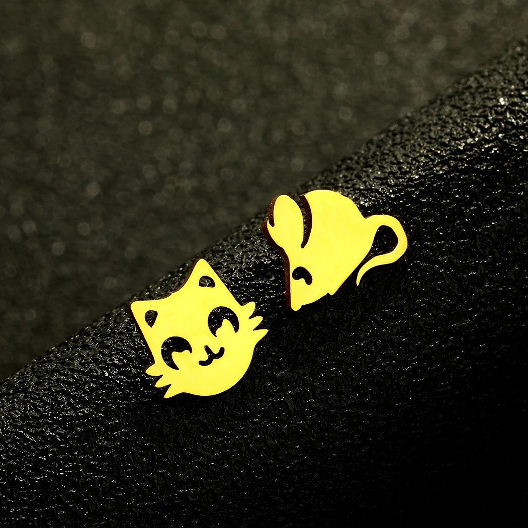 Серьги-гвоздики Chandler из нержавеющей стали в виде кошки и крысы ...