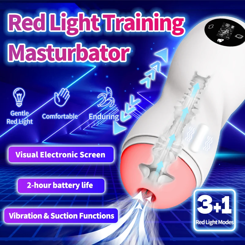YUU Мастурбатор красного света для мужского обучения пенису, электрическая секс-игрушка для ...