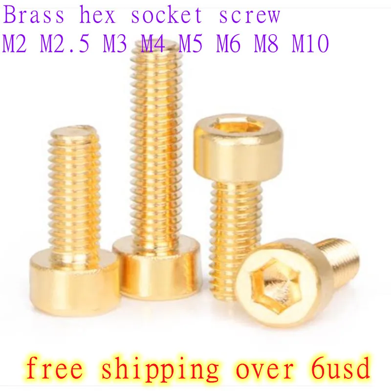 Шестигранные винты DIN912 M2 M2.5 M3 M4 M5 M6 M8 M10 из латуни | AliExpress