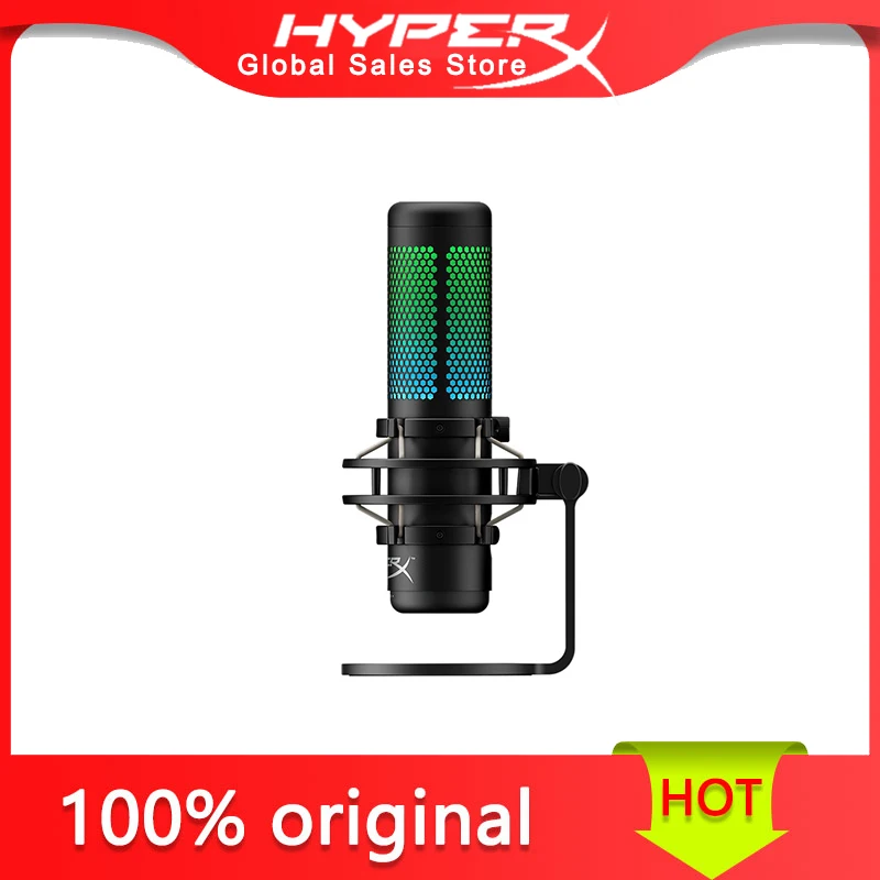 HyperX QuadCast S RGB USB-конденсаторный профессиональный микрофон с 4 полярными узорами для ПК ...