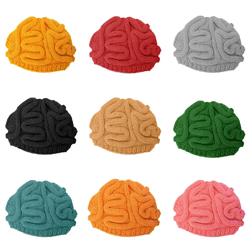 Brain Shaped Hat Hand Knitted Wool Hat Elastic Beanies Women Men Casual ...