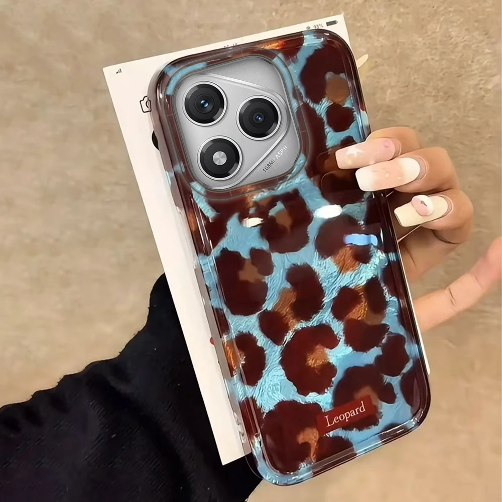 Чехол с синим фоном и леопардовым принтом для Honor 400 200 90 Smart ...