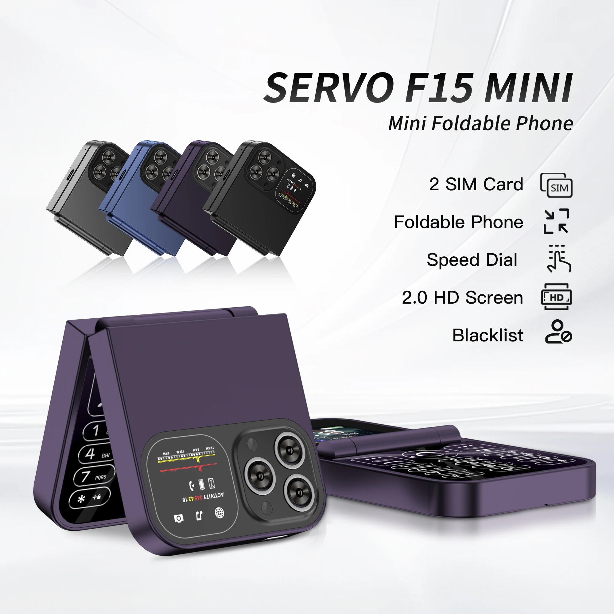 SERVO F15 Mini Flip Мобильный телефон Dual SIM Ожидание фонарь Волшебная запись голосовых ...
