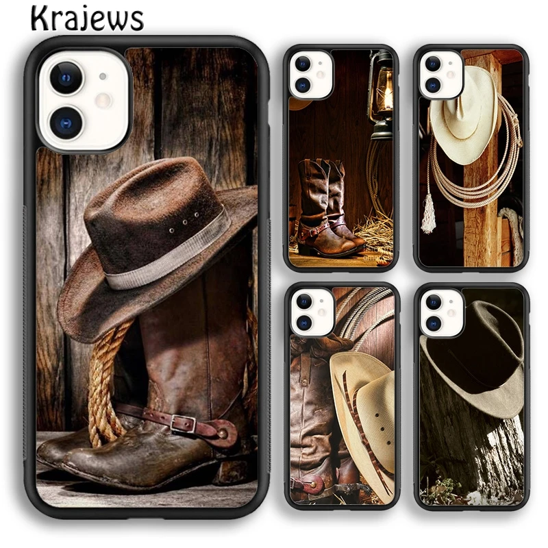 Krajews Cowboy Cowgirl Boots Spur Hat Phone Case Cover For iPhone 16 15 ...