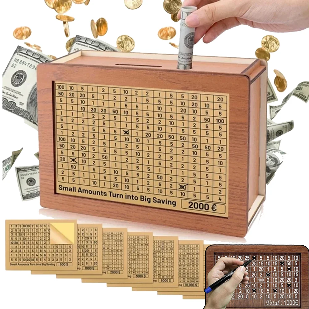 Копилка из натурального дерева ручной работы, декоративная одноразовая ...