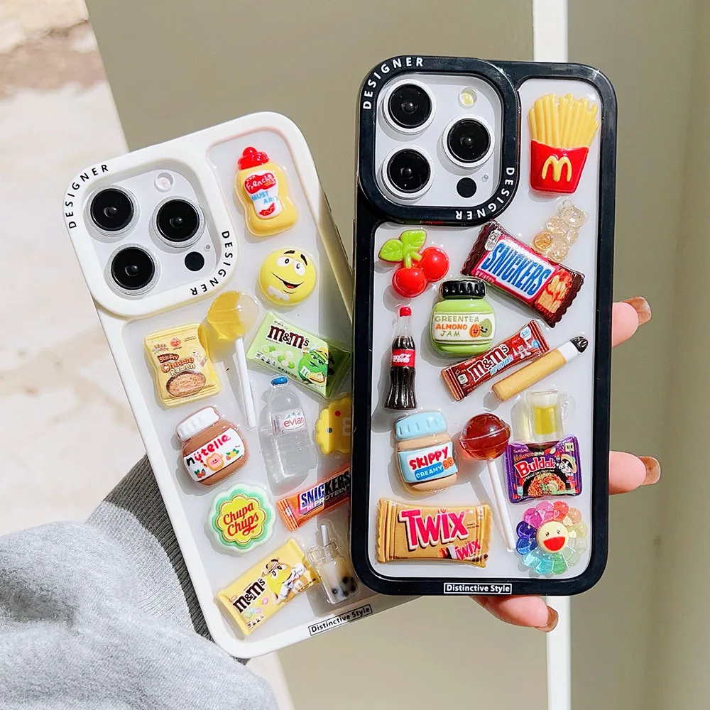 INS Cute 3D Fun Snacks Lollipops Cookies Epoxy Transparent Phone Case ...