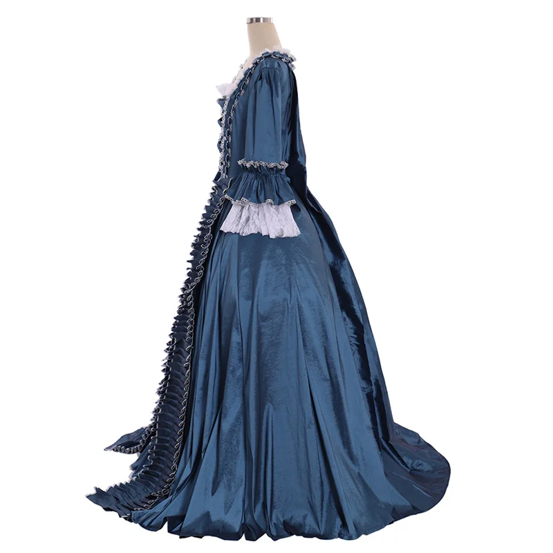 Medieval Marie Antoinette Gown Dress Rococo 18th Century Blue Colonial ...