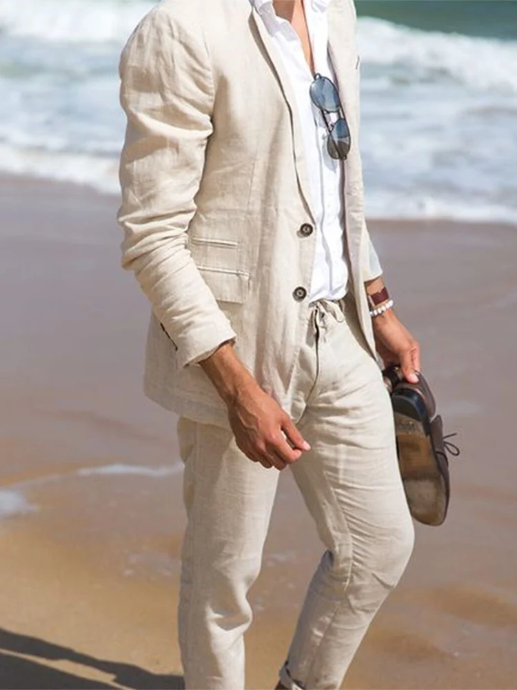 Белый льняной костюм мужской - 97 фото