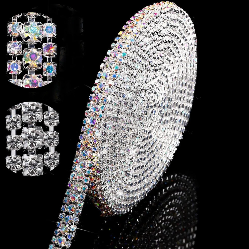 Цепочка со стразами 1 ярд золотая/серебристая | AliExpress