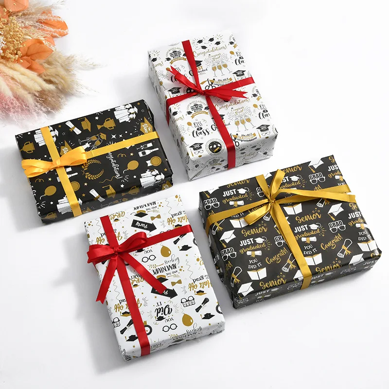 4 Pcs Cartoon Wrapping Paper Roll for Graduation Kids Birthday Holiday ...