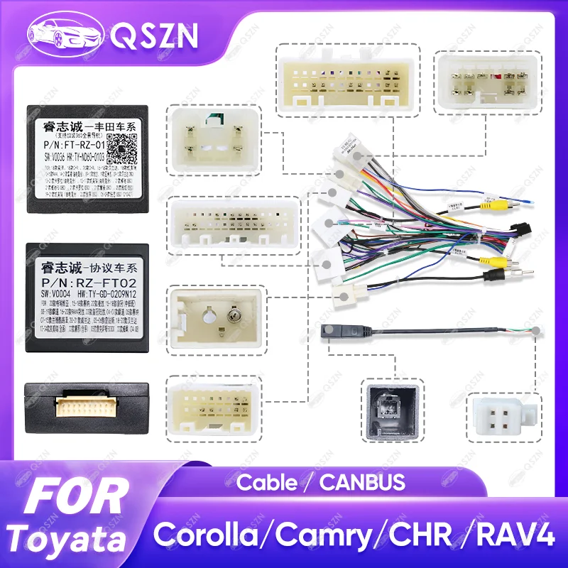Canbus Box FT-RZ-01 FT-RZ-02 для Toyota Corolla/Camry/CHR/RAV4/LAND CRUISER с жгутом проводов ...