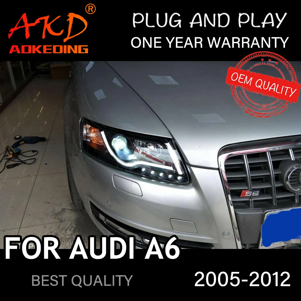 Фары для AUDI A6 2005-2011, автомобильные светодиодные фары DRL Hella ...