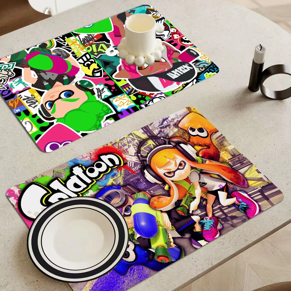 Splatoon Kitchen Countertop Draining Mat Vintage Absorbent Mat Desktop ...
