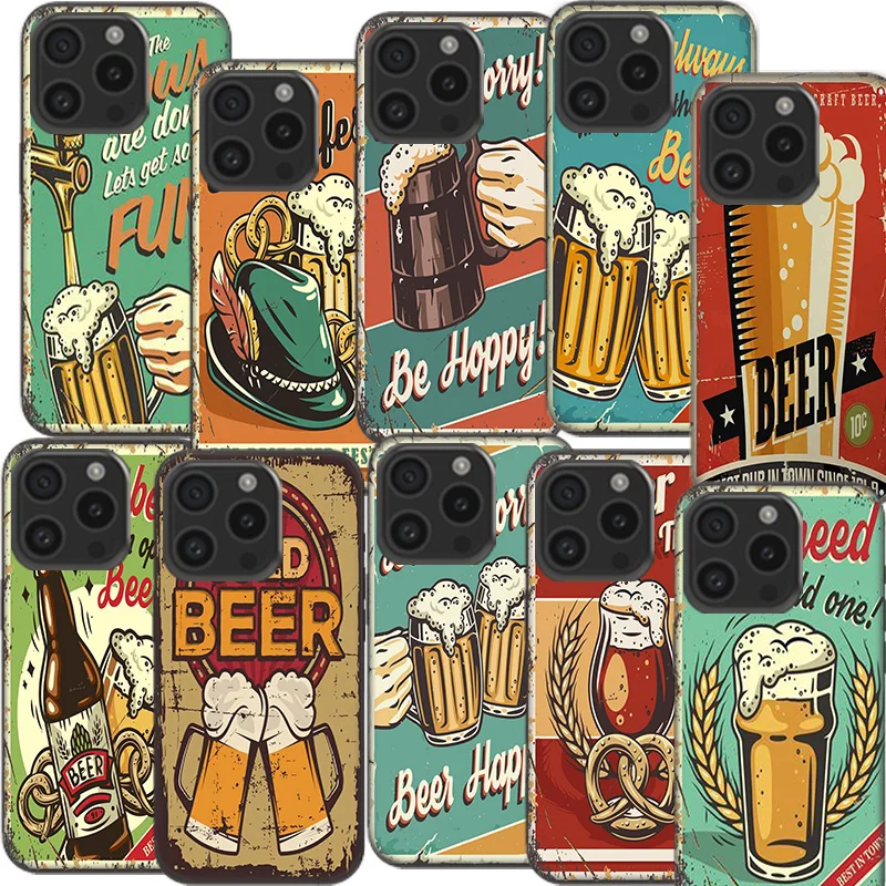 Beer Cup Barley Vintage Rusty iron plate Clear Phone Case For Aplee ...
