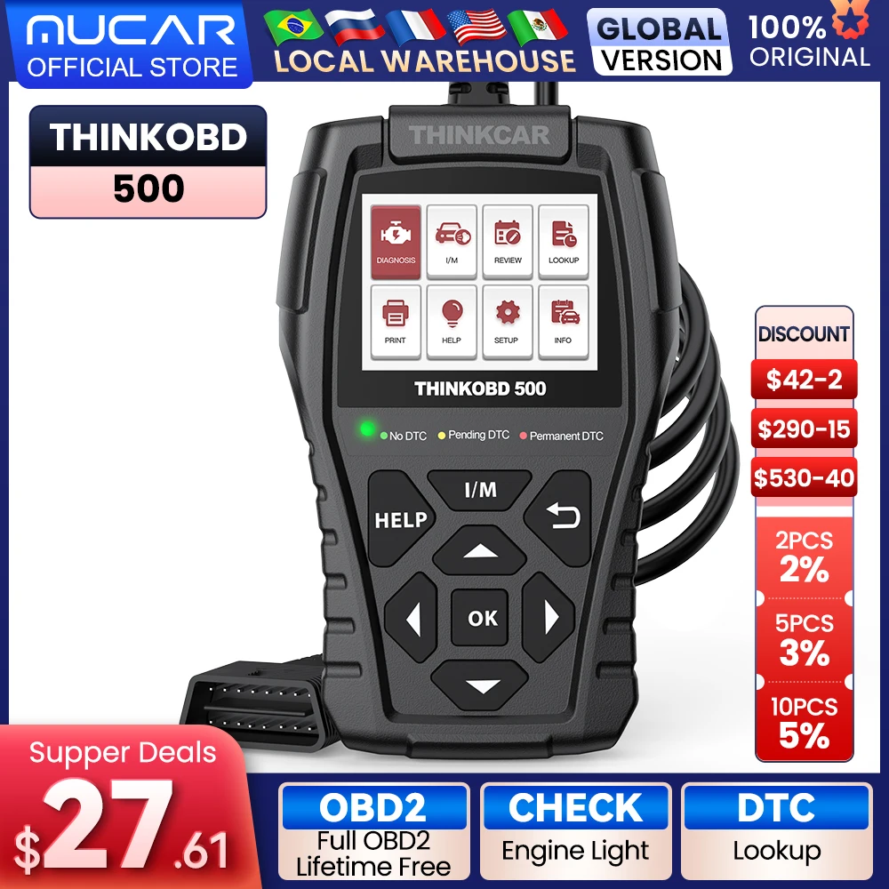 THINKCAR THINKOBD 500 автомобильный полный сканер кодов Obd2 ...