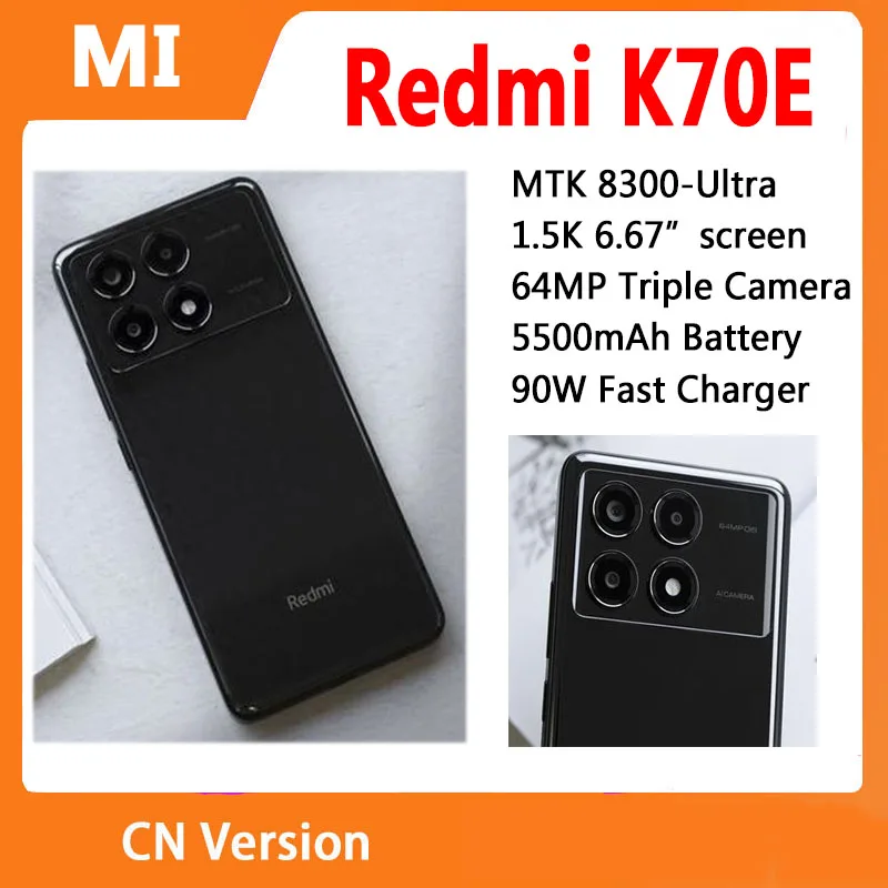 New Redmi K70E 5G Smartphone Dimensity 8300-Ultra 1.5K Display 64MP 90W ...