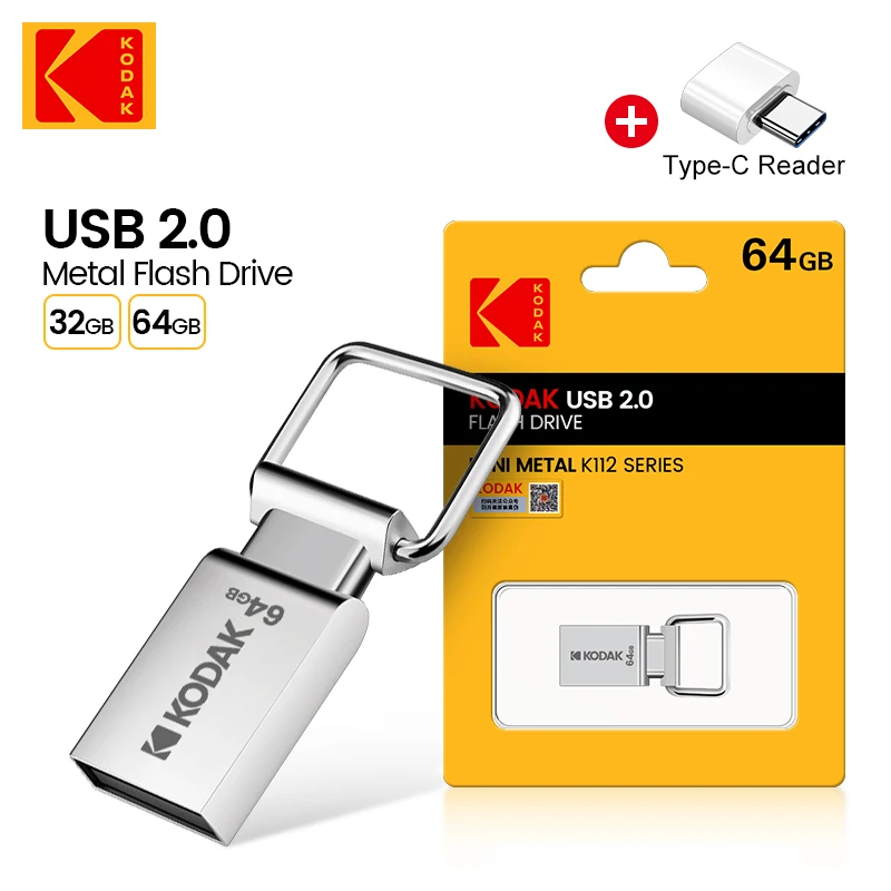 KODAK K112 Металлический USB-накопитель 32 ГБ 64 ГБ Флэш-накопитель USB2.0 Флэш-накопитель Диск ...