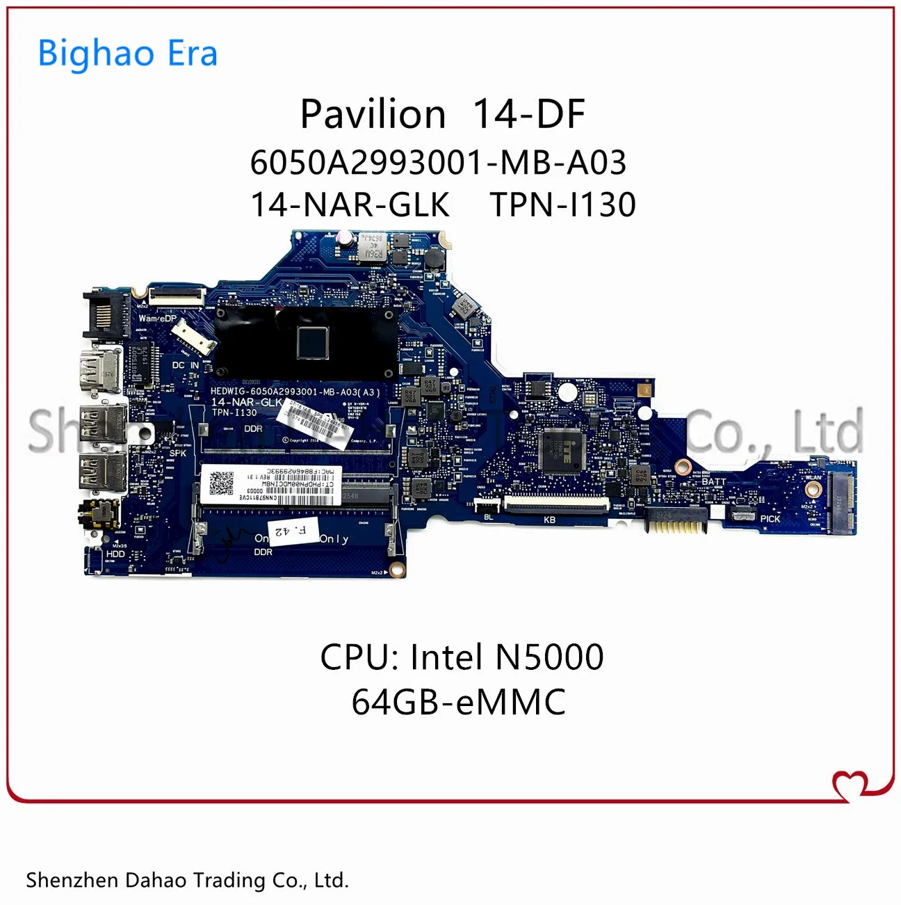 Para Hp Laptop Motherboard Com Cpu 64gb-emmc N5000 14-df L24462601 ...