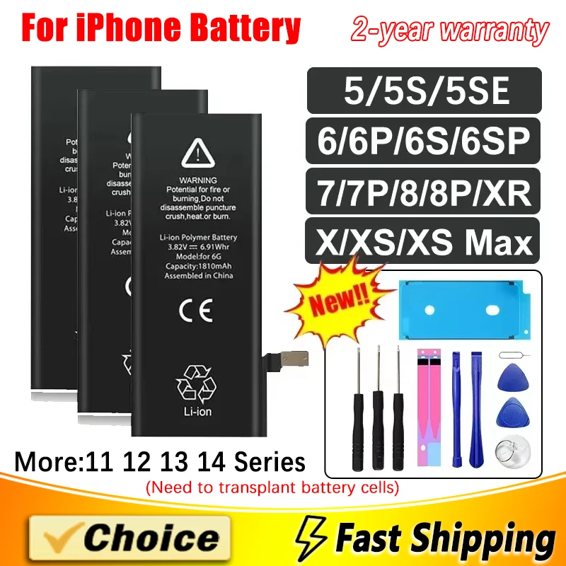 1 шт., аккумулятор для мобильного телефона для iPhone X XR XS 11 12 13 ...