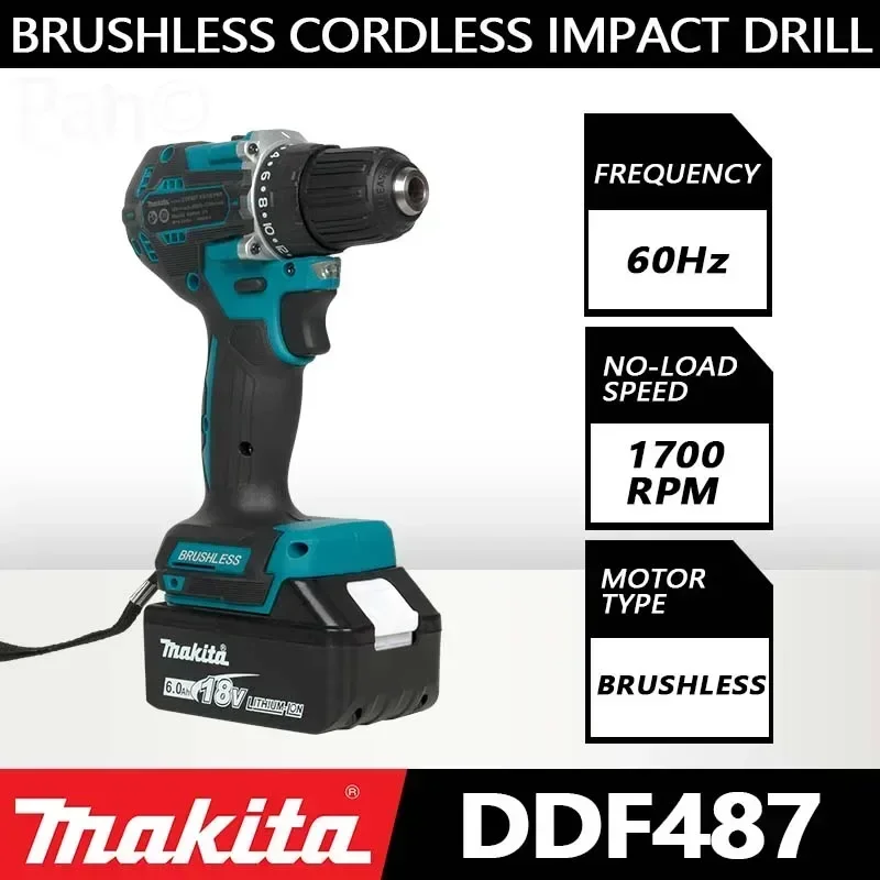 Оригинальная аккумуляторная дрель Makita DDF487, бесщеточная ...