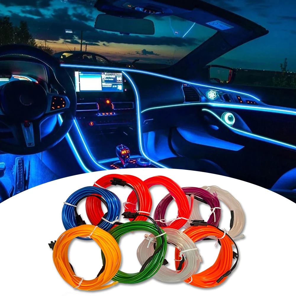 JingXiangFeng 2M Auto Car Interior LED EL Wire Rope Tube Line flexible