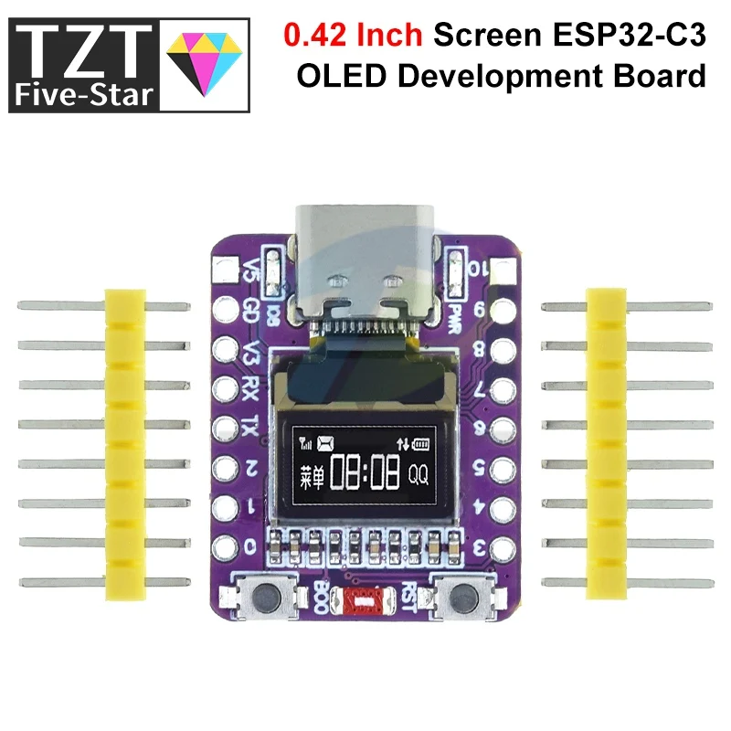 Плата разработки OLED ESP32-C3 с 0,42-дюймовым OLED-модулем Wi-Fi Bluetooth Плата разработки ...