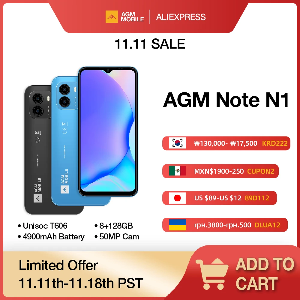 Смартфон AGM Note N1, 4/128ГБ, 8/128ГБ, global | AliExpress