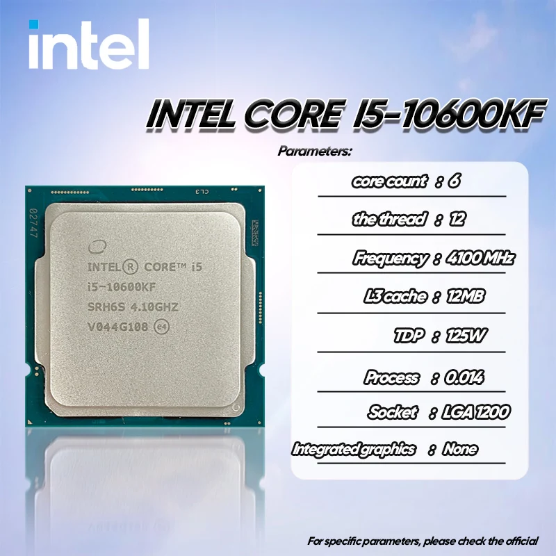 Процессор Intel Core i5-10600KF I5 10600KF, 4,1 ГГц, шестиядерный, 12 ...