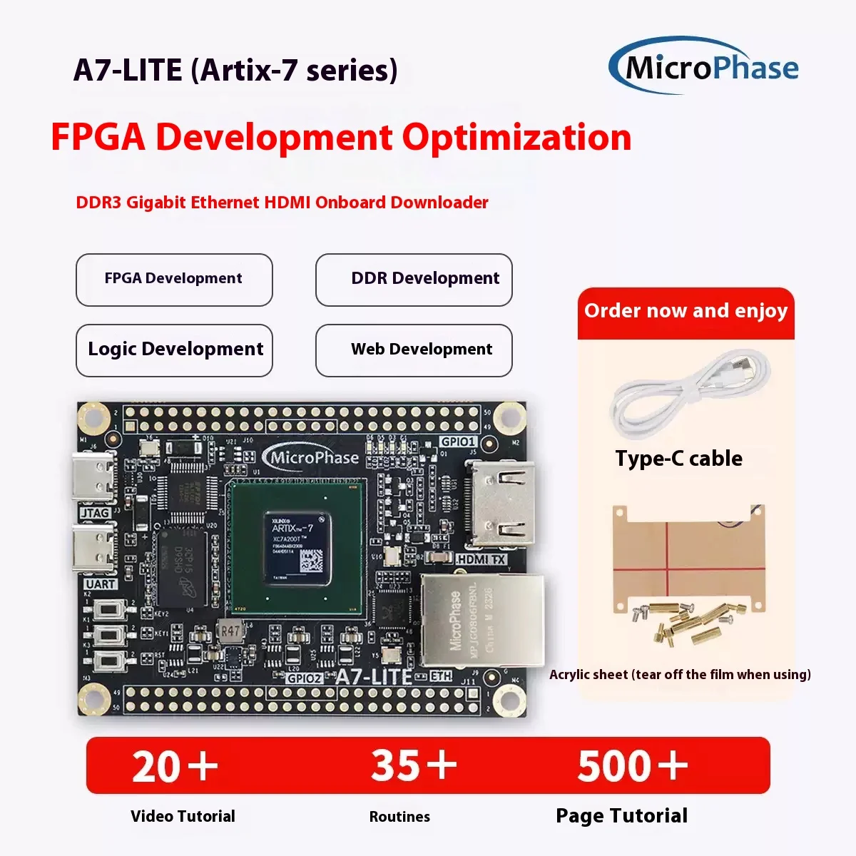 MicroPhase A7-Lite Xilinx Artix-7 Демонстрационная плата FPGA XC7A35T XC7A100T AC7A200T Комплект ...