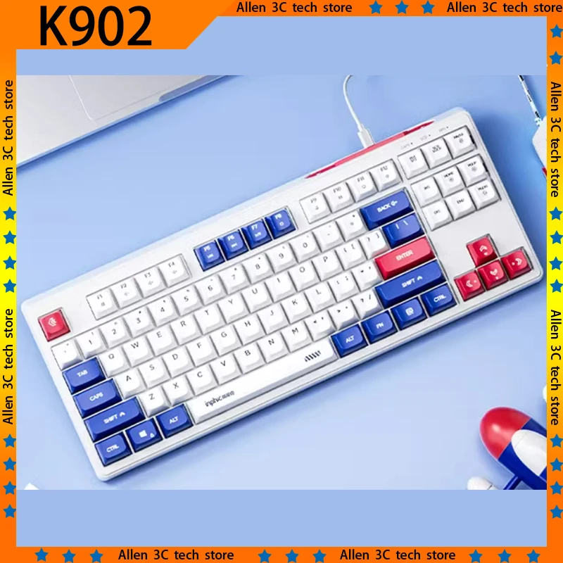 Проводная мембранная клавиатура Inphic K902, USB 87 клавиш, эргономичная портативная игровая ...