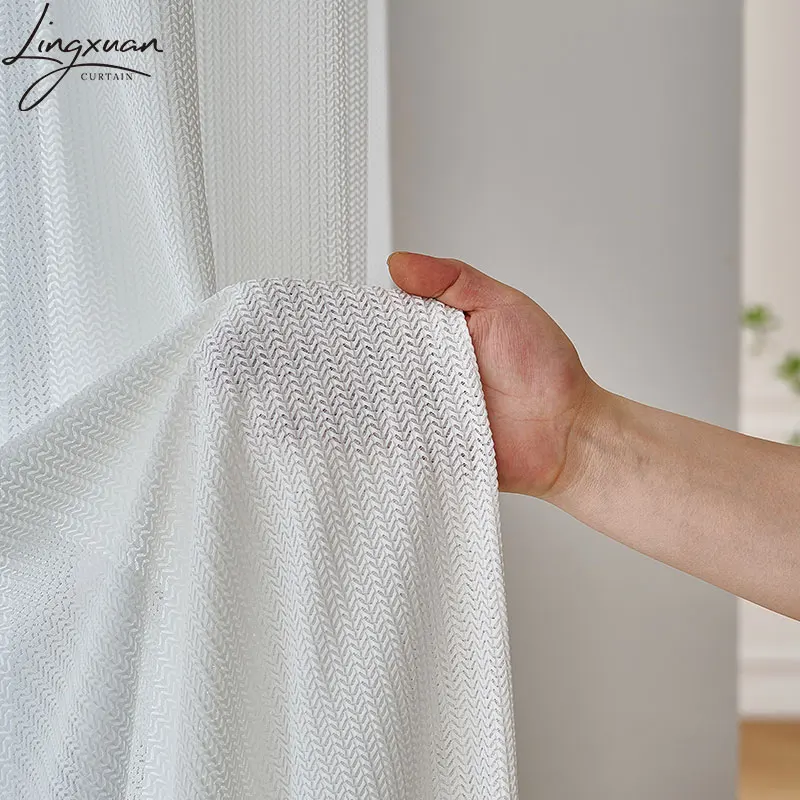 Шифоновые занавески lingxuan белые | AliExpress