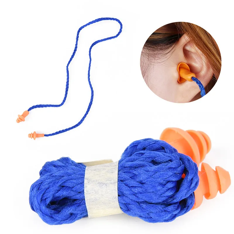 2PCS Authentic Soft Silicone Corded Ear Plugs Reusable Hearing ...