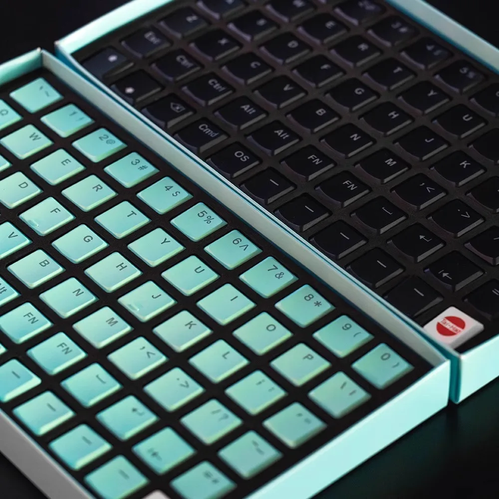 THT Cyan and Black Keycaps Custom Simplicity Short Axis Profile MX/Choc ...