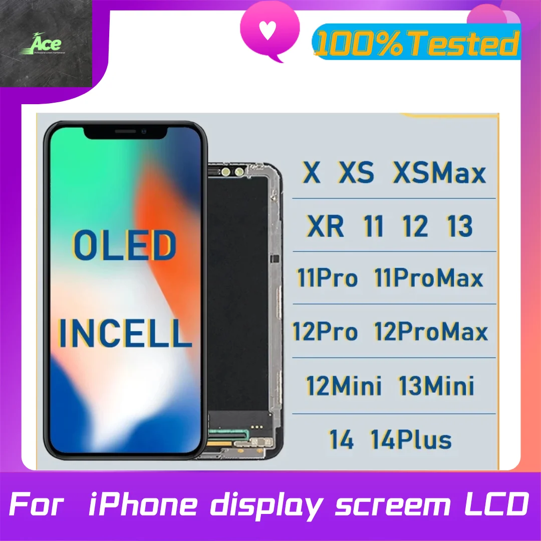 OLED для iPhone X XR XS Max ЖК-дисплей Incell для iPhone 11 12 13 Pro Max 13 Mini 14 Plus 15 ...